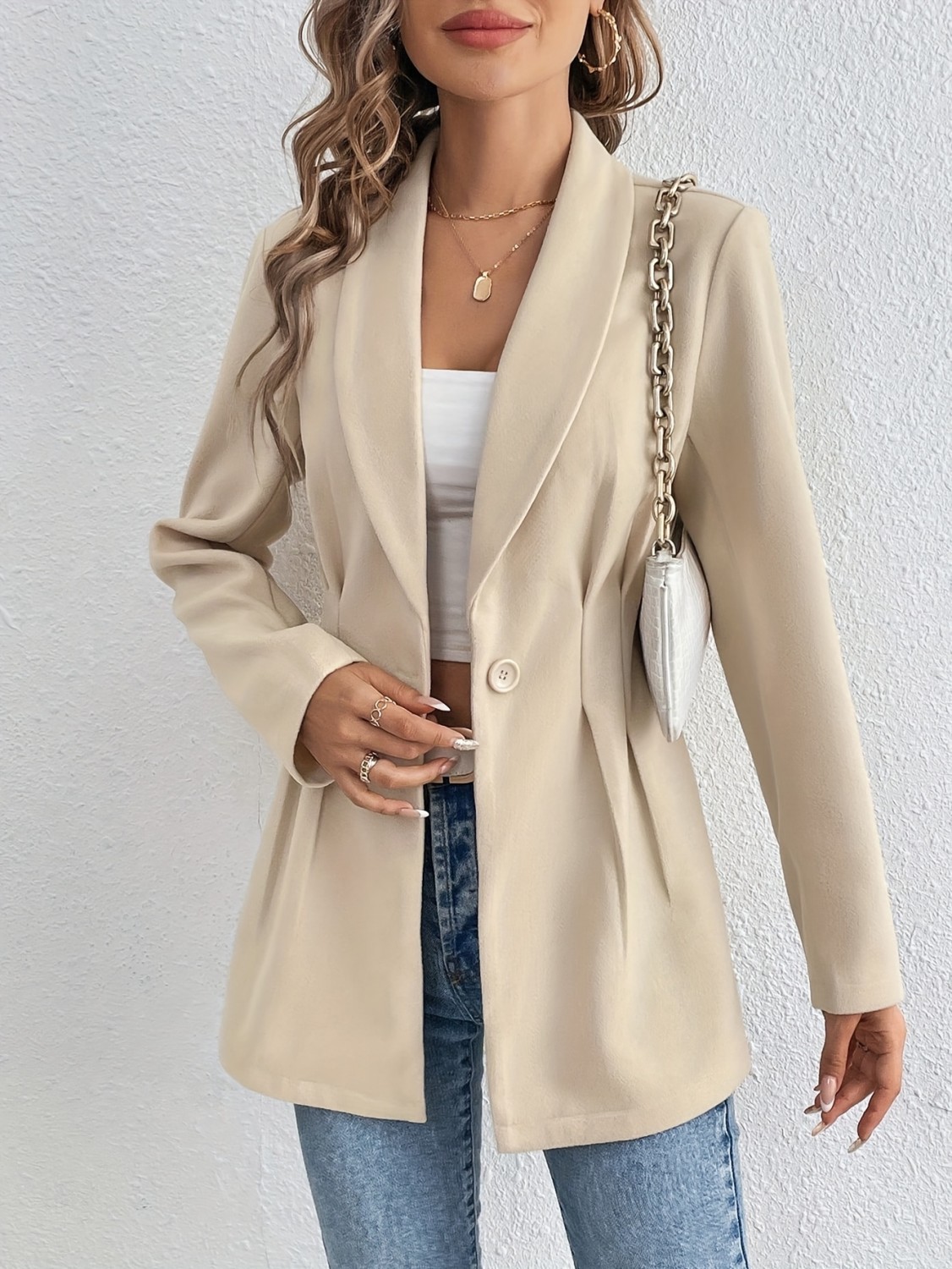 Elegant Blazer Relaxed Fit Elegant Women's Long Sleeve Single-Breasted ...