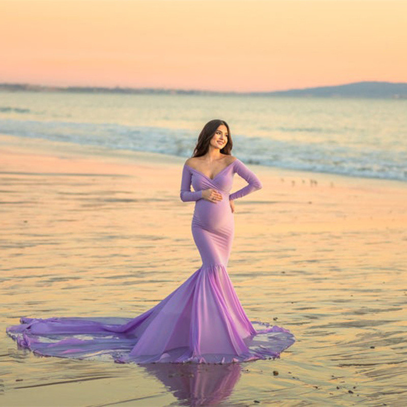 Maternity Dresses for Photo Shoot Elegence Long Shoulderless Dress for ...