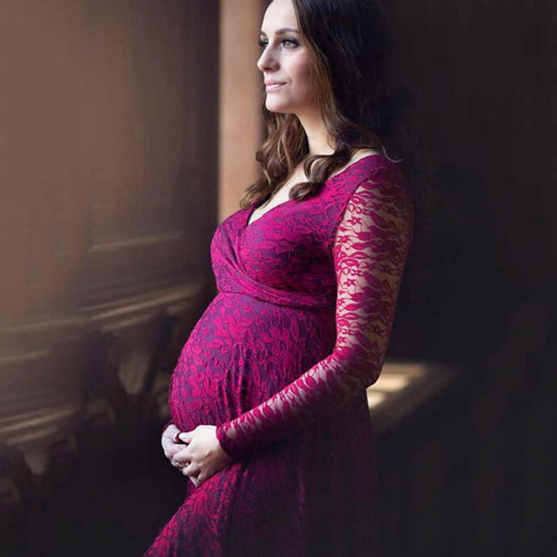 Baby Shower Maternity Dress Photo Shoot Vestidos Lace Maternity ...