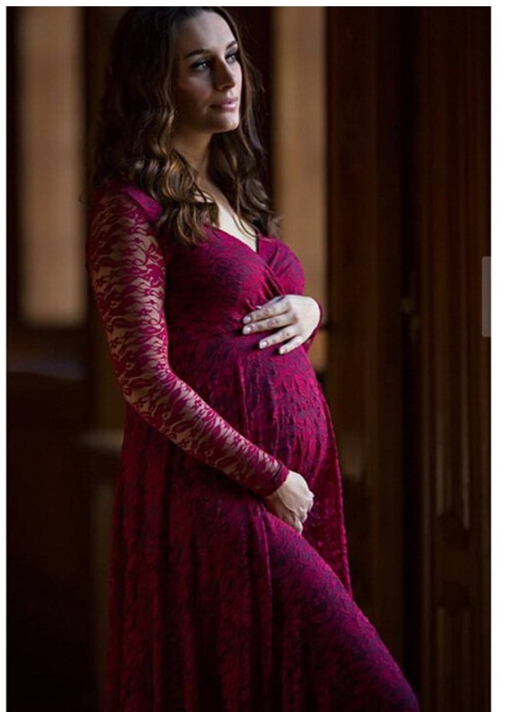 Baby Shower Maternity Dress Photo Shoot Vestidos Lace Maternity ...