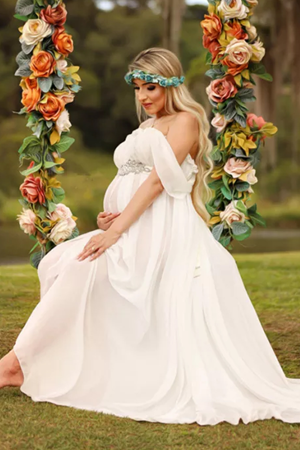 Sexy Shoulderless Woman Maternity Dresses Photography Props Cute ...