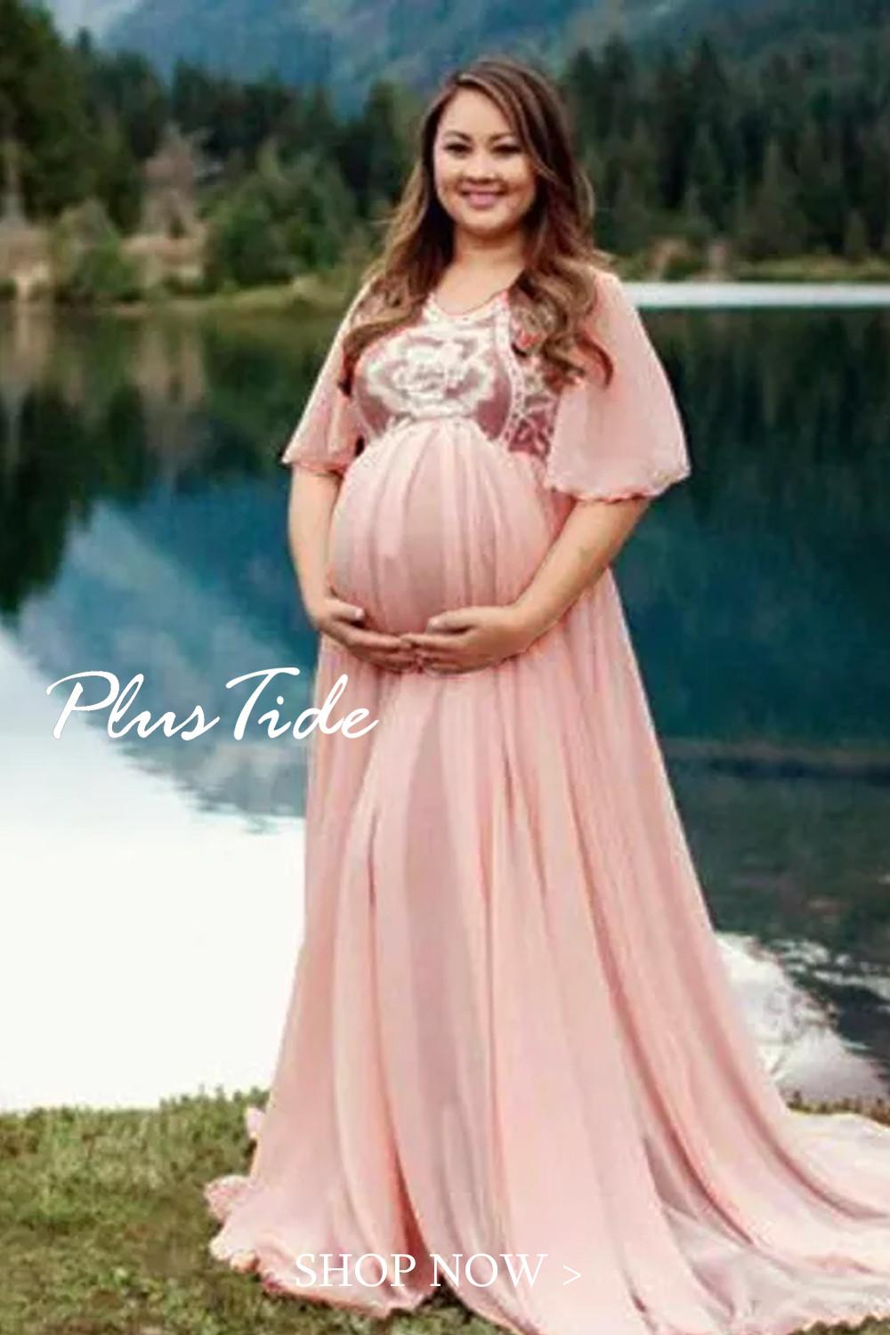 Cute Maternity Dresses Photography Props Lace Chiffon Pregnancy Dress ...