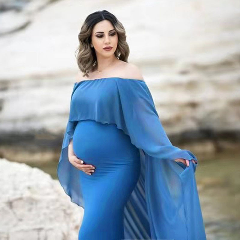 Shawl Shoulderless Maternity Dresses For Photo Shoot Pregnancy Dress ...