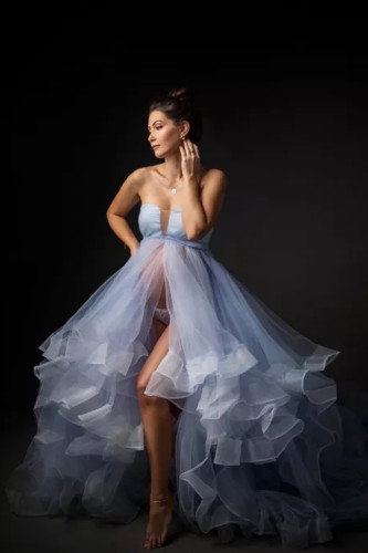 Off The Shoulder Tulle Maternity Dress Photo Shoot Women Long Sleeves