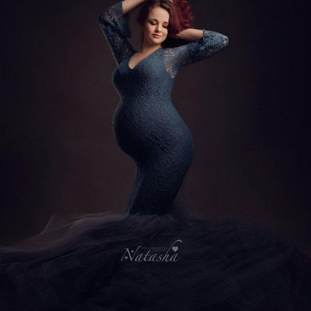 Maternity Gown Lace Maxi Dress Pregnant Women Clothes Photography ...