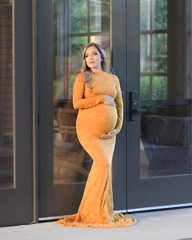 Elegant Maternity Gown Sex Lace Maxi Dress Pregnant Women Clothes