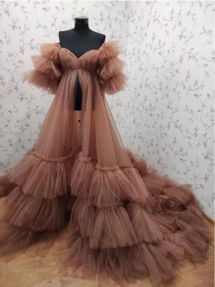 Fluffy Tulle Maternity Photoshoot Dress For Pregnancy Photography Off