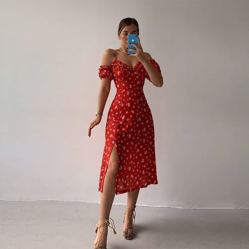 SLPBELY Floral Sling Midi Party Dress For Women Summer Sexy Spaghetti ...