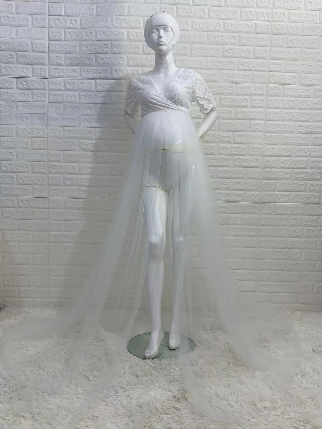 Maternity Photo Shooting Gown Sexy Lace Tulle Dress