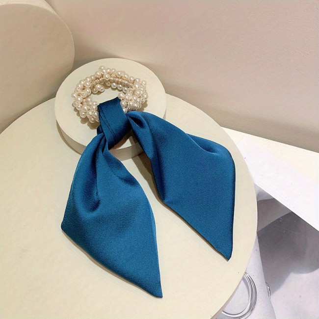 Simple Faux Pearl Hair Tie Elastic Scrunchie Ponytail Holder Head ...
