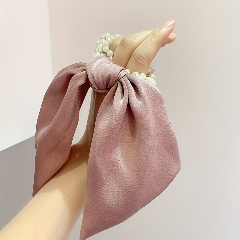 Simple Faux Pearl Hair Tie Elastic Scrunchie Ponytail Holder Head ...