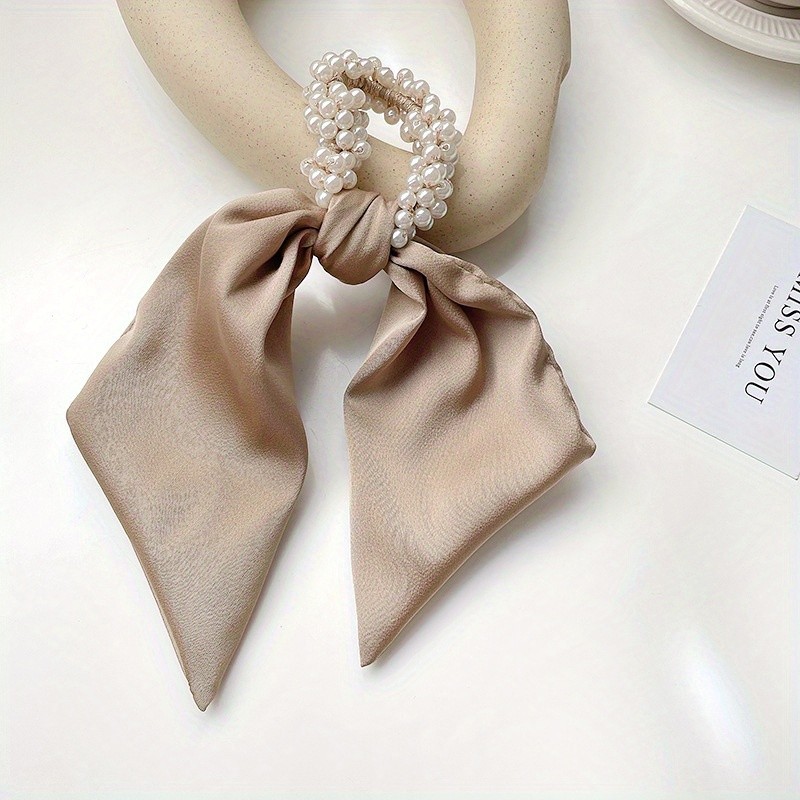Simple Faux Pearl Hair Tie Elastic Scrunchie Ponytail Holder Head ...
