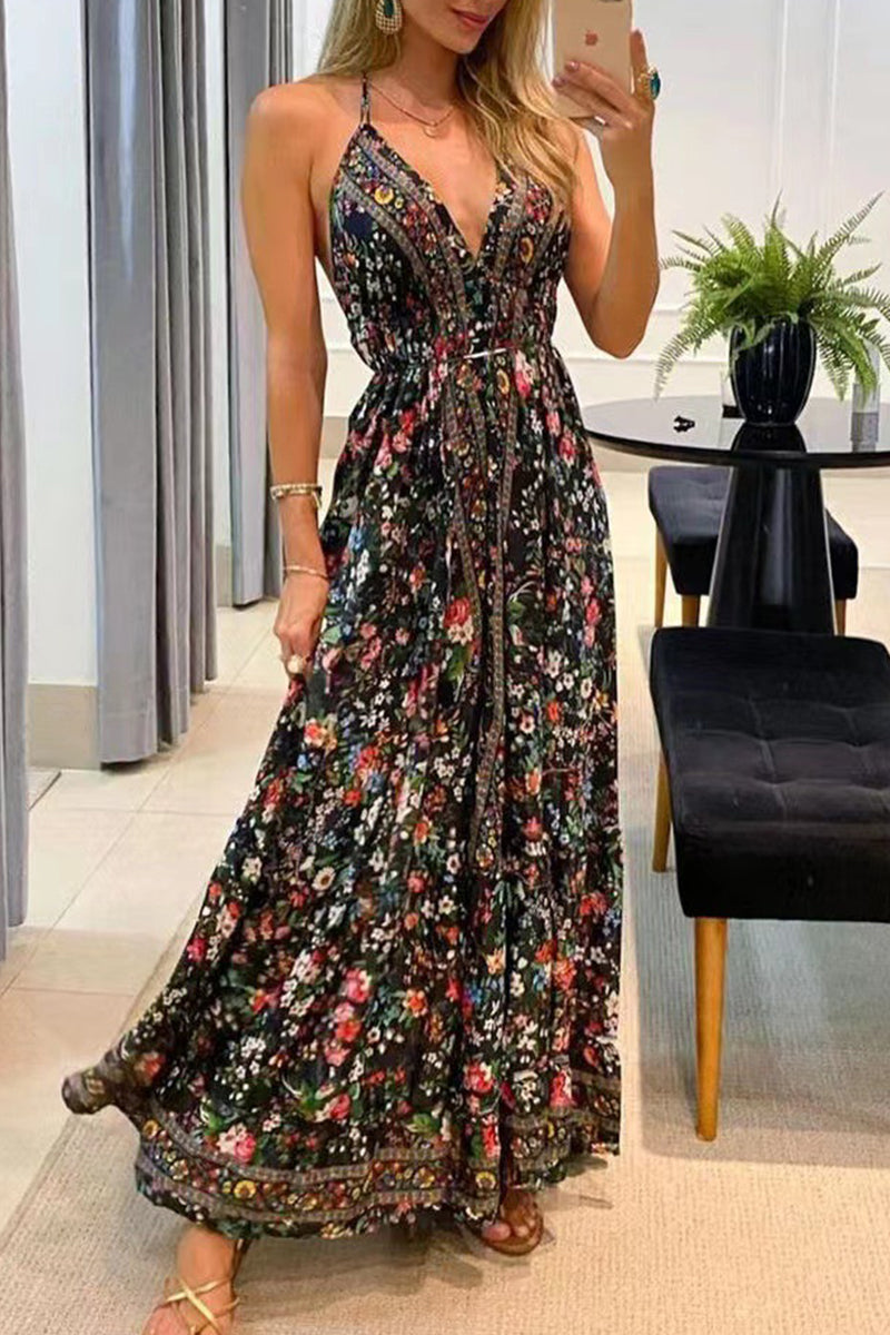 Jaylen Sargent YMING Women's Bohemian Tie Neck Dress - Vintage Floral ...