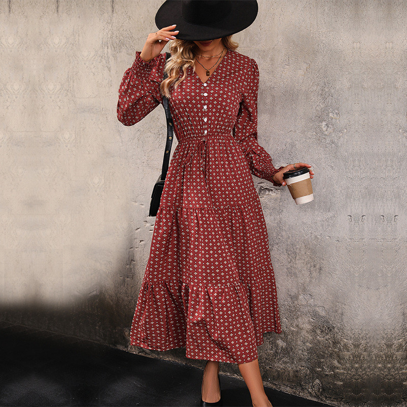 New Fashion Women's Long Sleeve Printed Autumn Dress