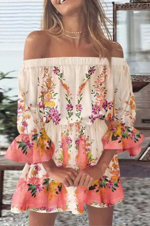 Printed Off Shoulder Mini Dress