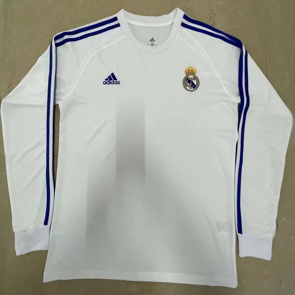 RMA White White Long Sleeve Retro Soccer Jersey