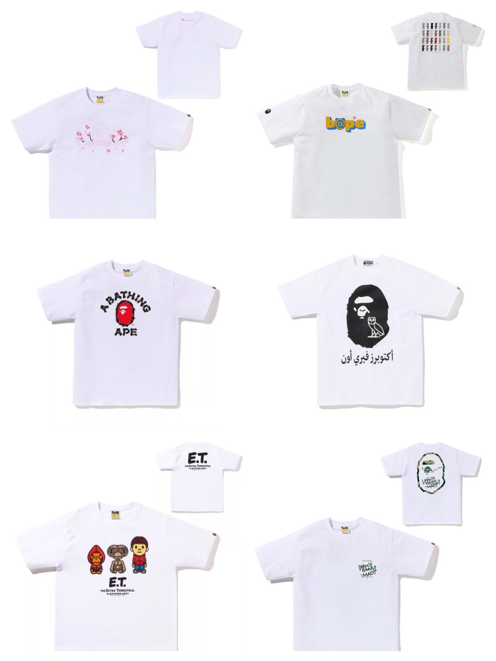 US$ 14.93 - A Bathing Ape Ape man head letter Print tee 15 colors - www ...