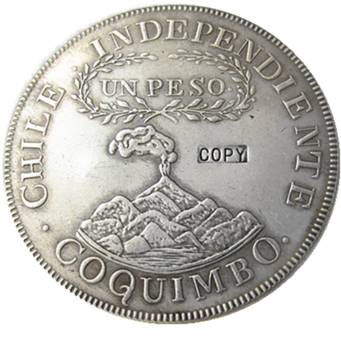 US$ 1.68 - Chile Republic Peso 1828 COQUIMBO Silver Silver Plated Copy ...