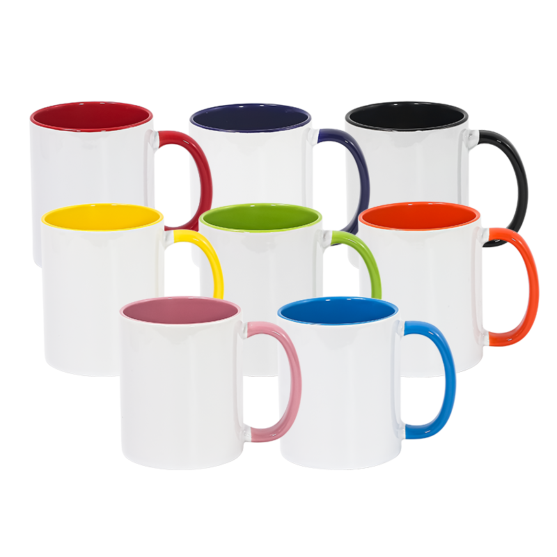 US$ 60.00 - 11oz mix colored inner ceramic mug with colored handle ...