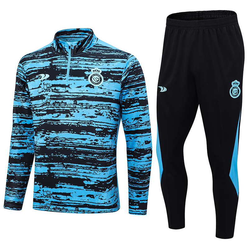 2023 Al-Nassr Blue Black Half Pull Tracksuit (半拉链)