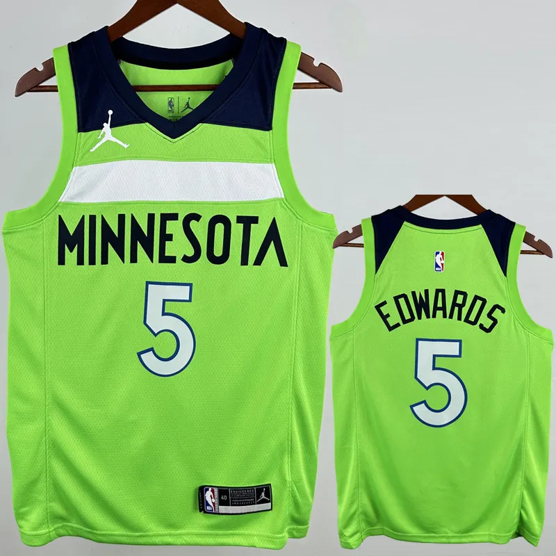 US$ 25.00 - TIMBERWOLVES EDWARDS #5 Fluorescent green Top Quality Hot ...