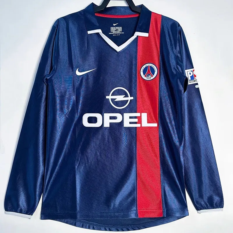 US$ 20.00 - 2001-2002 PSG Paris Home Long Sleeve Retro Soccer Jersey ...