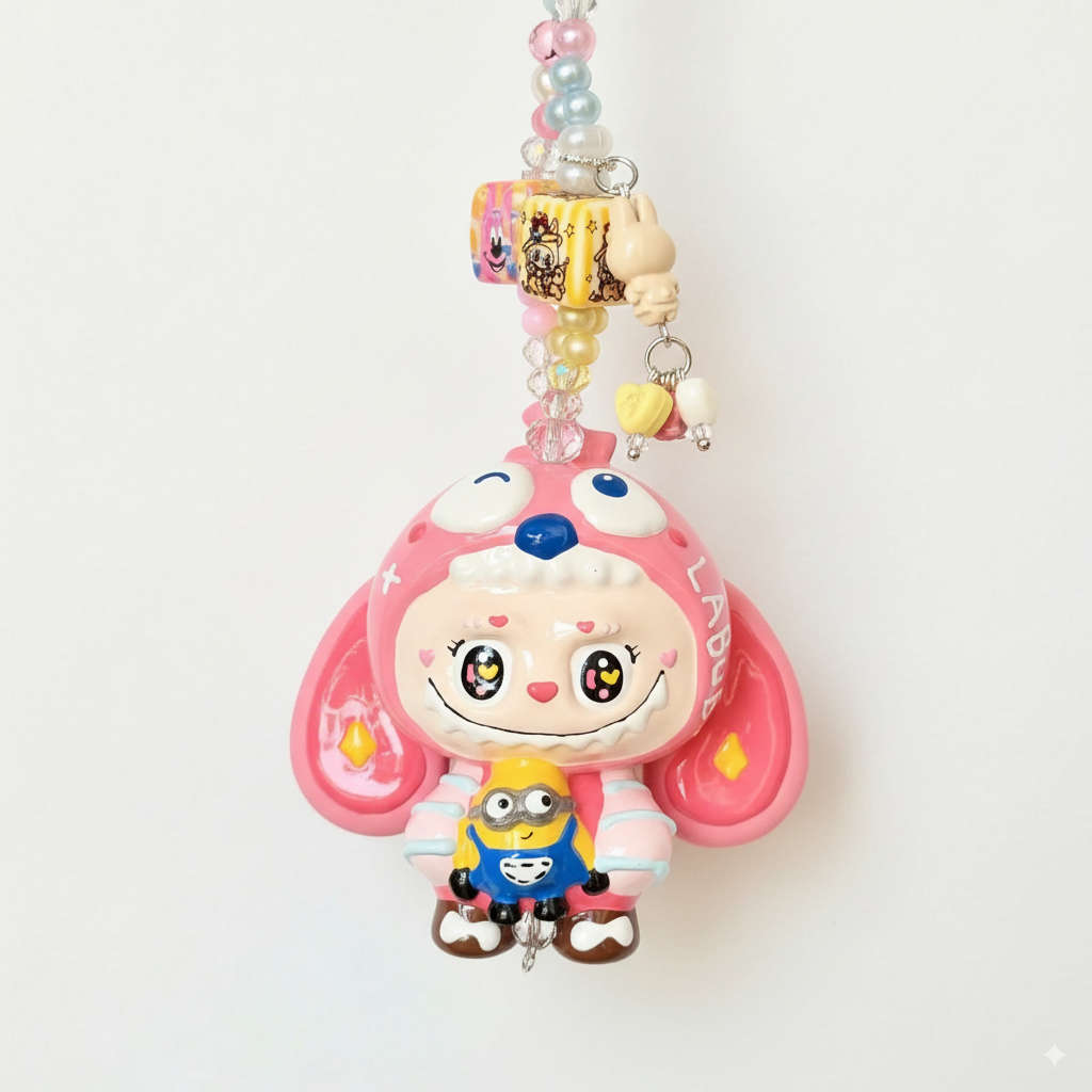 US$ 45.00 - Hand Painted Doll BAG Charm-ANGEL LABUBU - www.oiiudiy.com