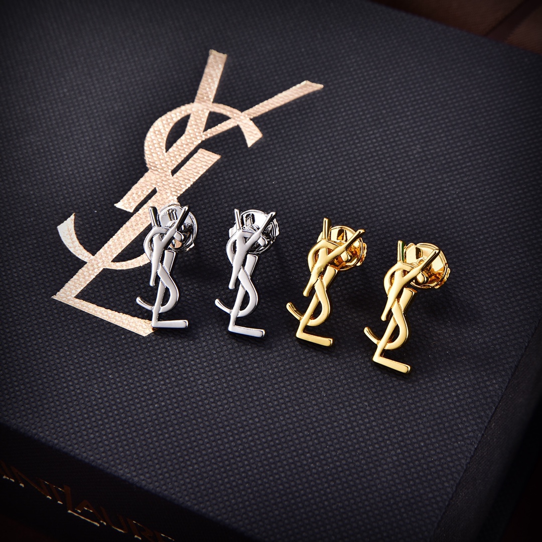 Yves Saint Laurent letter stud YSL earrings