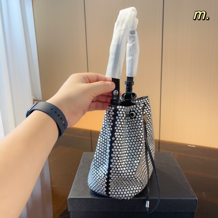 Prada full diamond bucket bag