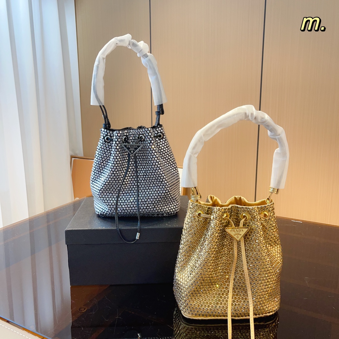 Prada full diamond bucket bag