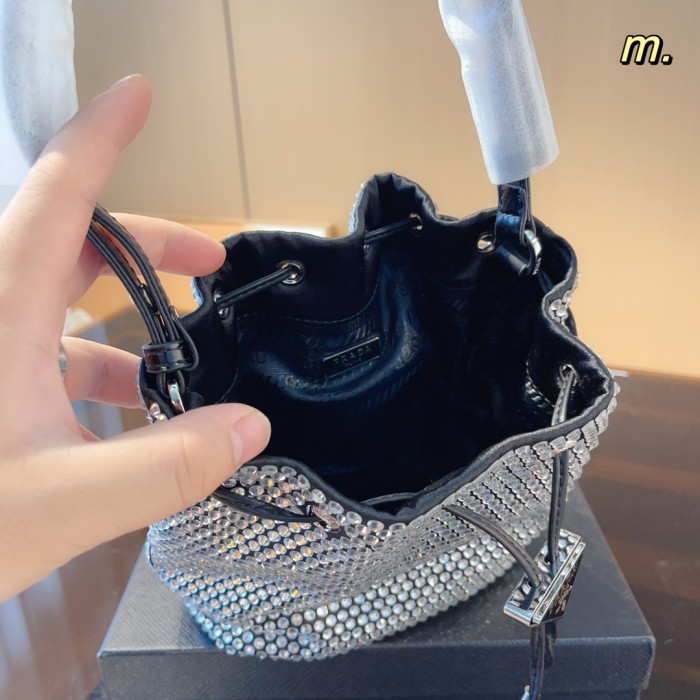 Prada full diamond bucket bag