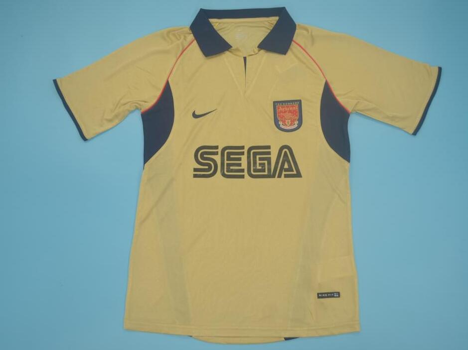 US$ 35.00 - Retro Jersey 2001-2002 Arsenal Away Gold Soccer Jersey ...