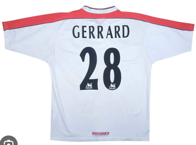 US$ 35.00 - Retro Jersey 1998-1999 Liverpool GERRARD 28 Away White ...