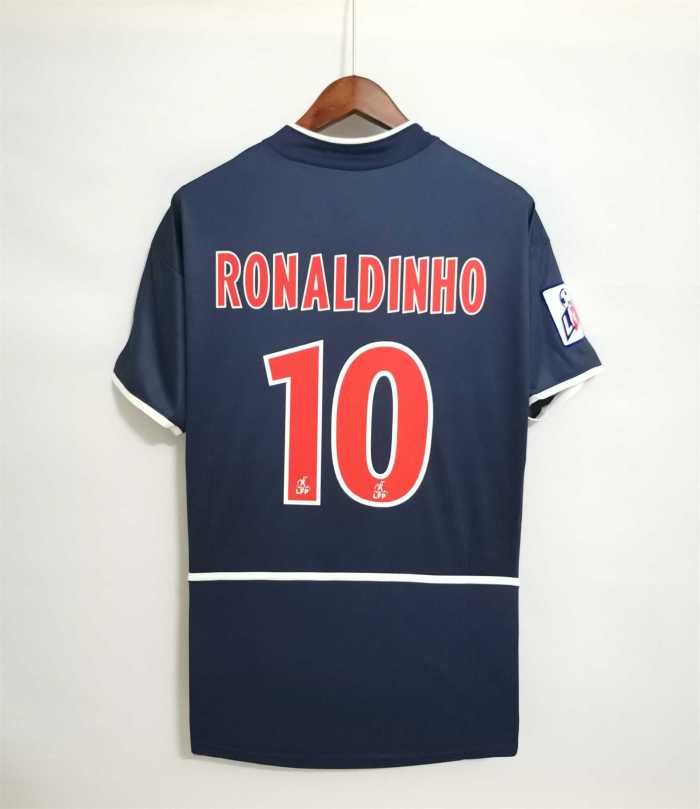 US$ 35.00 - with Patch Retro Jersey 2002-2003 PSG RONALDINHO 10 Home ...