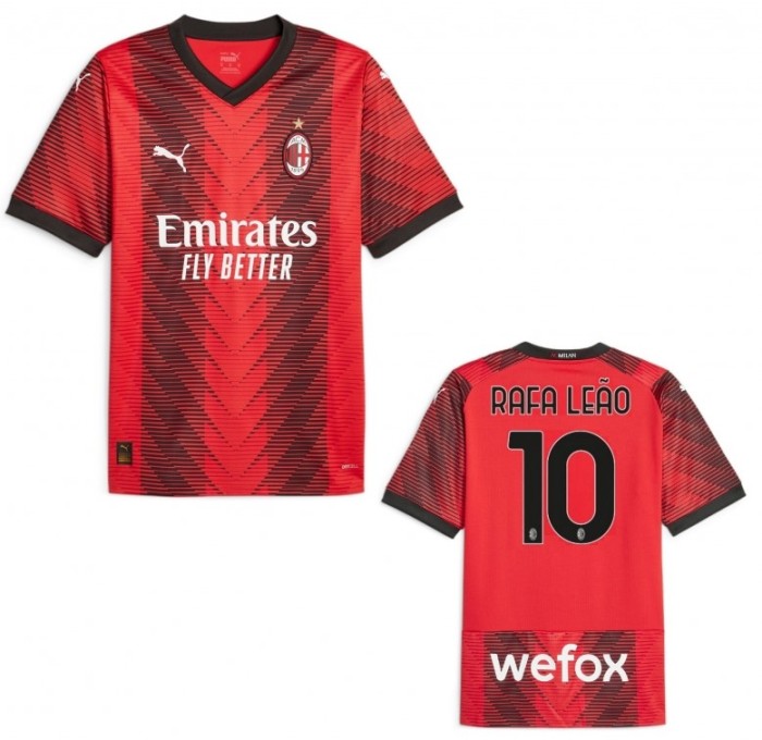 US$ 32.00 - Rafa Leão 10 Shirt Fan Version 2023-2024 AC Milan Home Soccer Jersey - www.jersey777.net