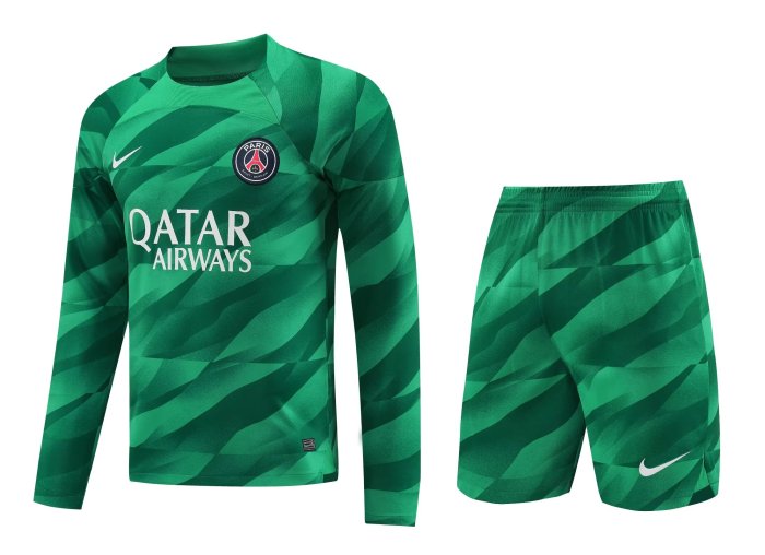 US$ 42.00 - Long Sleeve Adult Uniform 2023-2024 PSG Green Goalkeeper ...