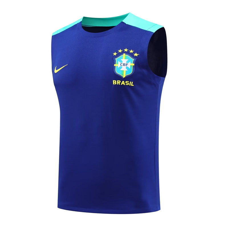US$ 29.00 - Fan Version 2024 Brazil Blue Soccer Vest - www.jersey777.net