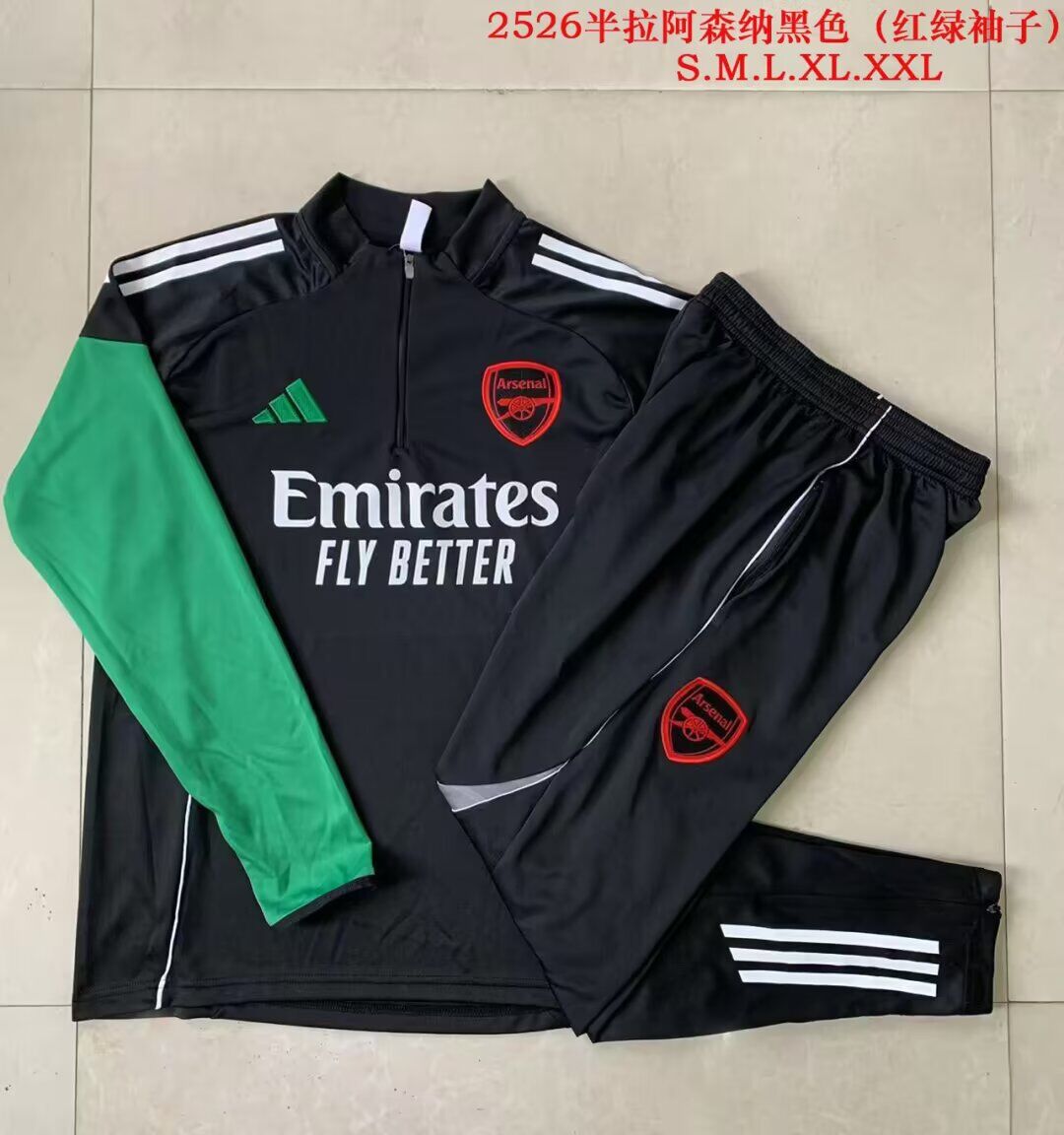 US$ 49.00 - 2025-2026 Arsenal Black/Green Soccer Training Sweater and ...