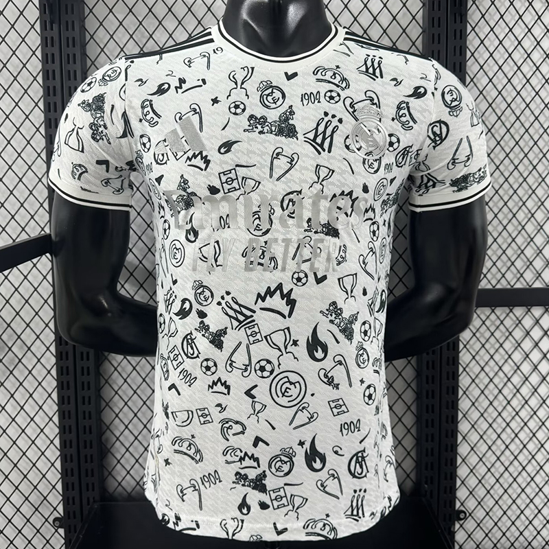 US$ 16.00 - 25/26 RMA Graphic Editon White Player Version Soccer Jersey ...