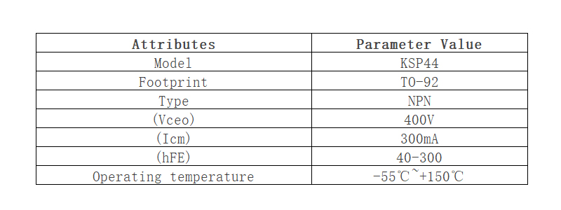 KSP44 DIP Transistor TO-92 Type NPN Bipolar Amplifier Transistor 400V/600mA